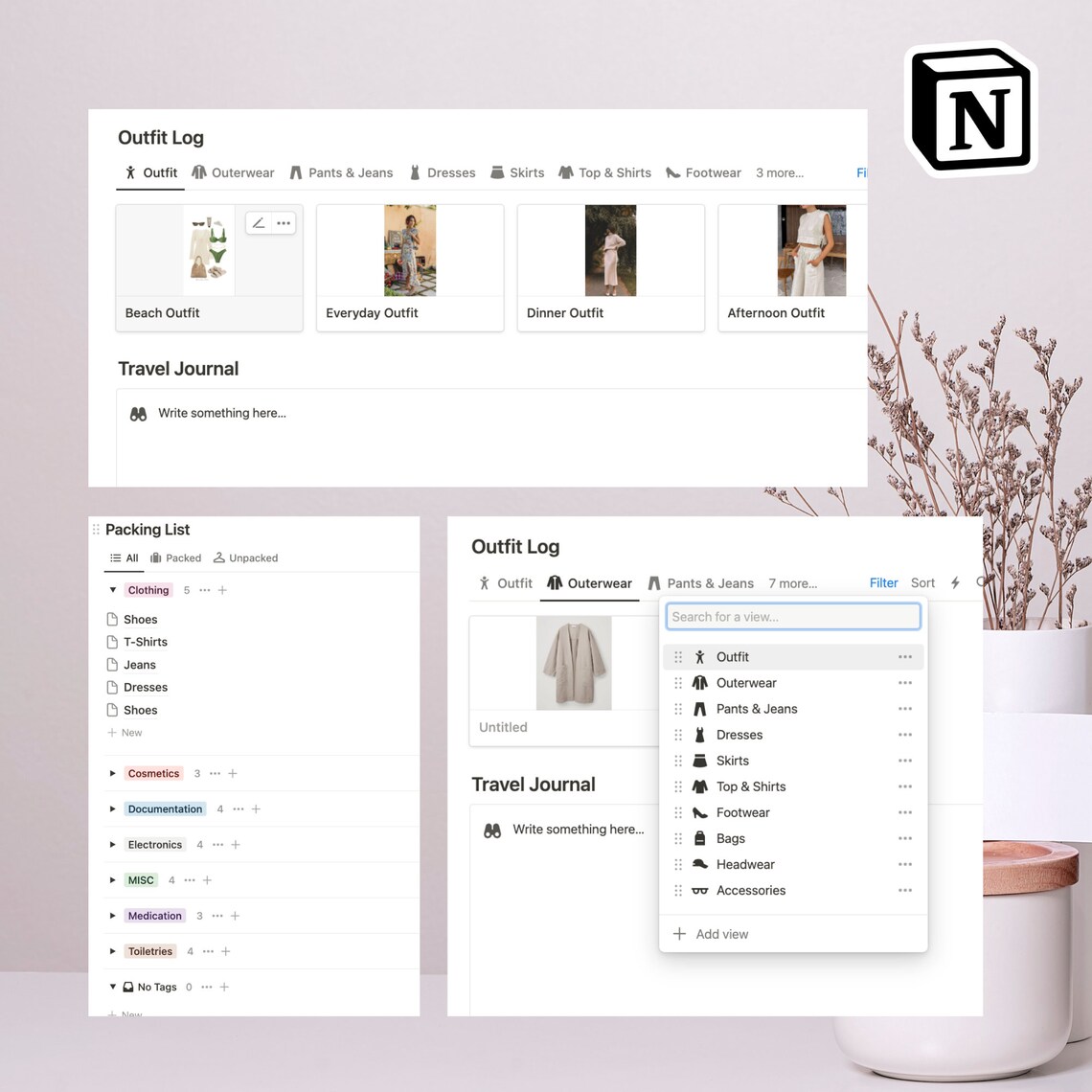 Notion Travel Planner 2024 Trip World Travel Journal Cute Notion ...