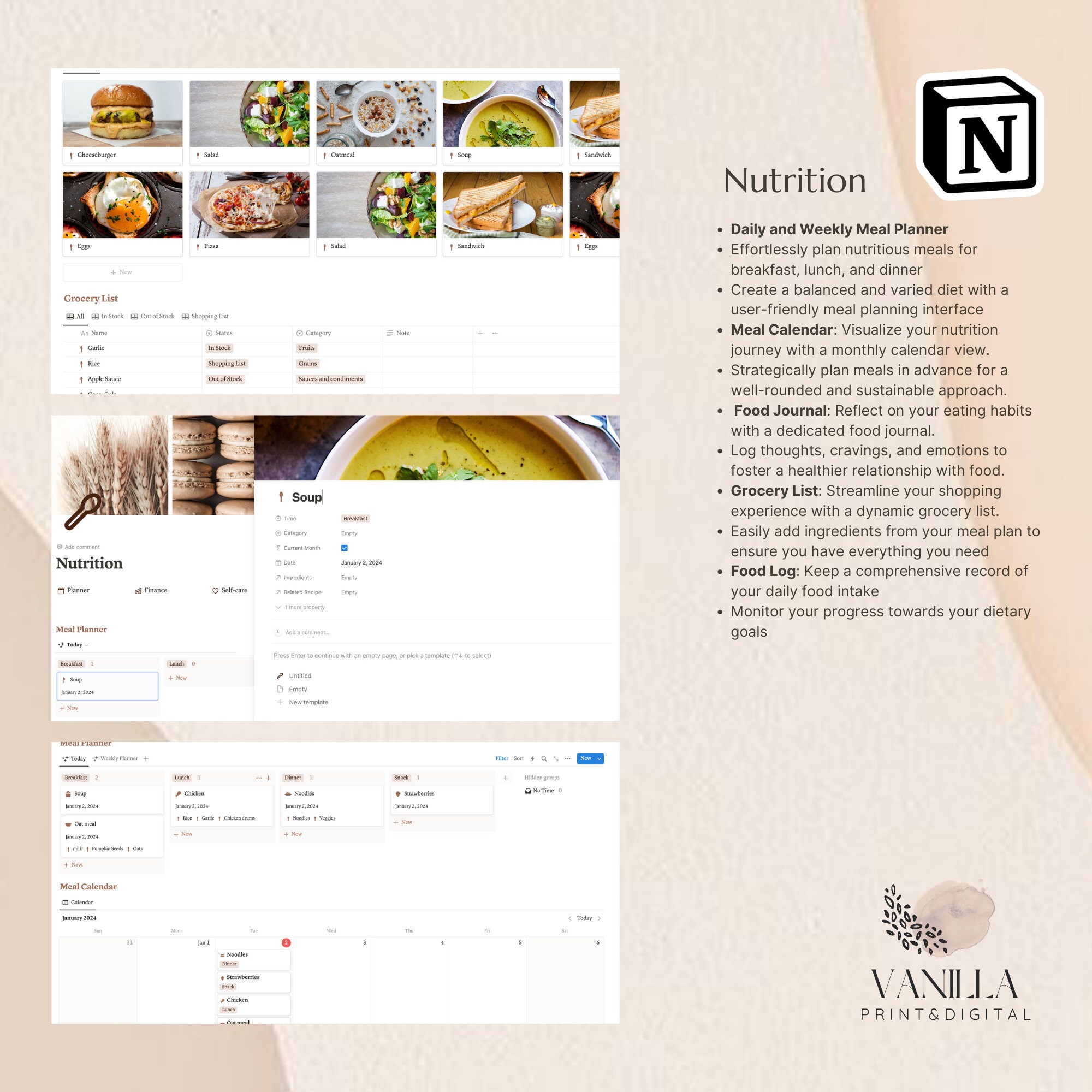 Notion 2024 Ultimate All-in-one Life Planner, Notion Aesthetic Cozy Template, Minimal Notion ...