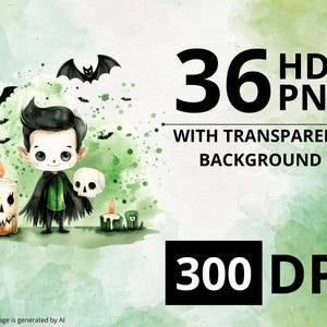 36 Spooky Watercolor Clipart Bundle Halloween Decor, Baby Shower, Cute ...
