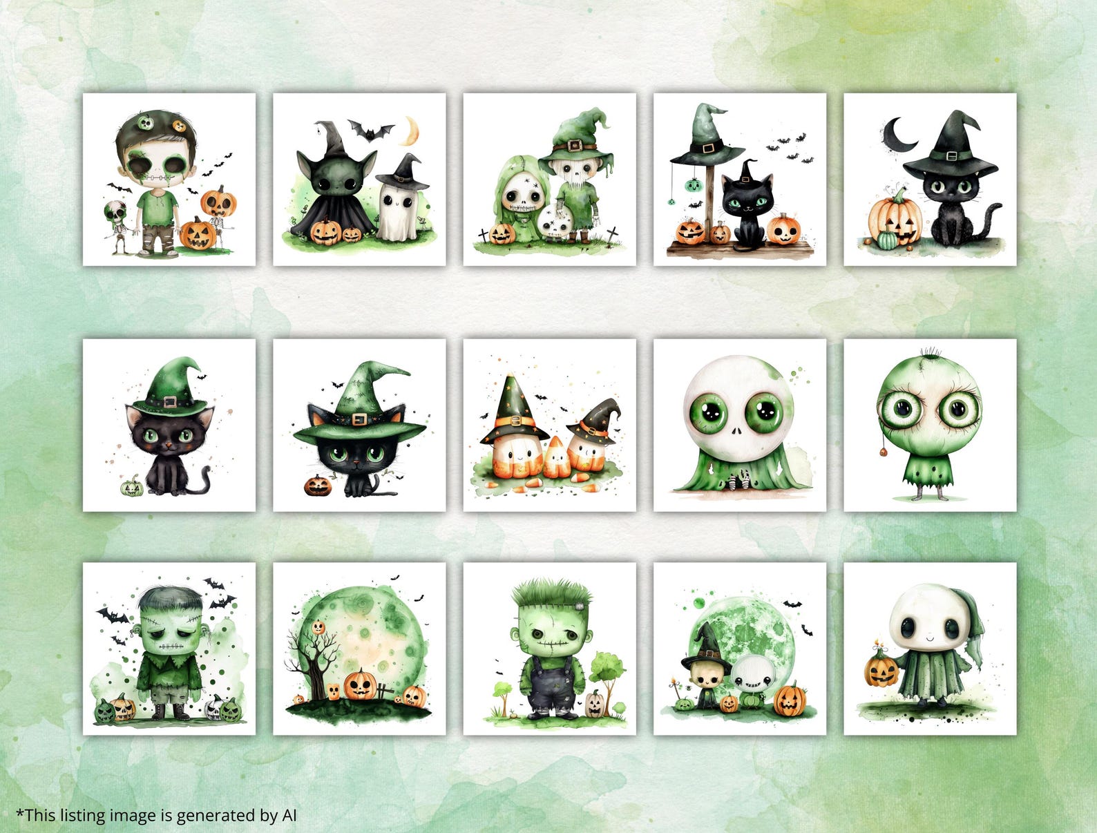 36 Spooky Watercolor Clipart Bundle Halloween Decor, Baby Shower, Cute ...