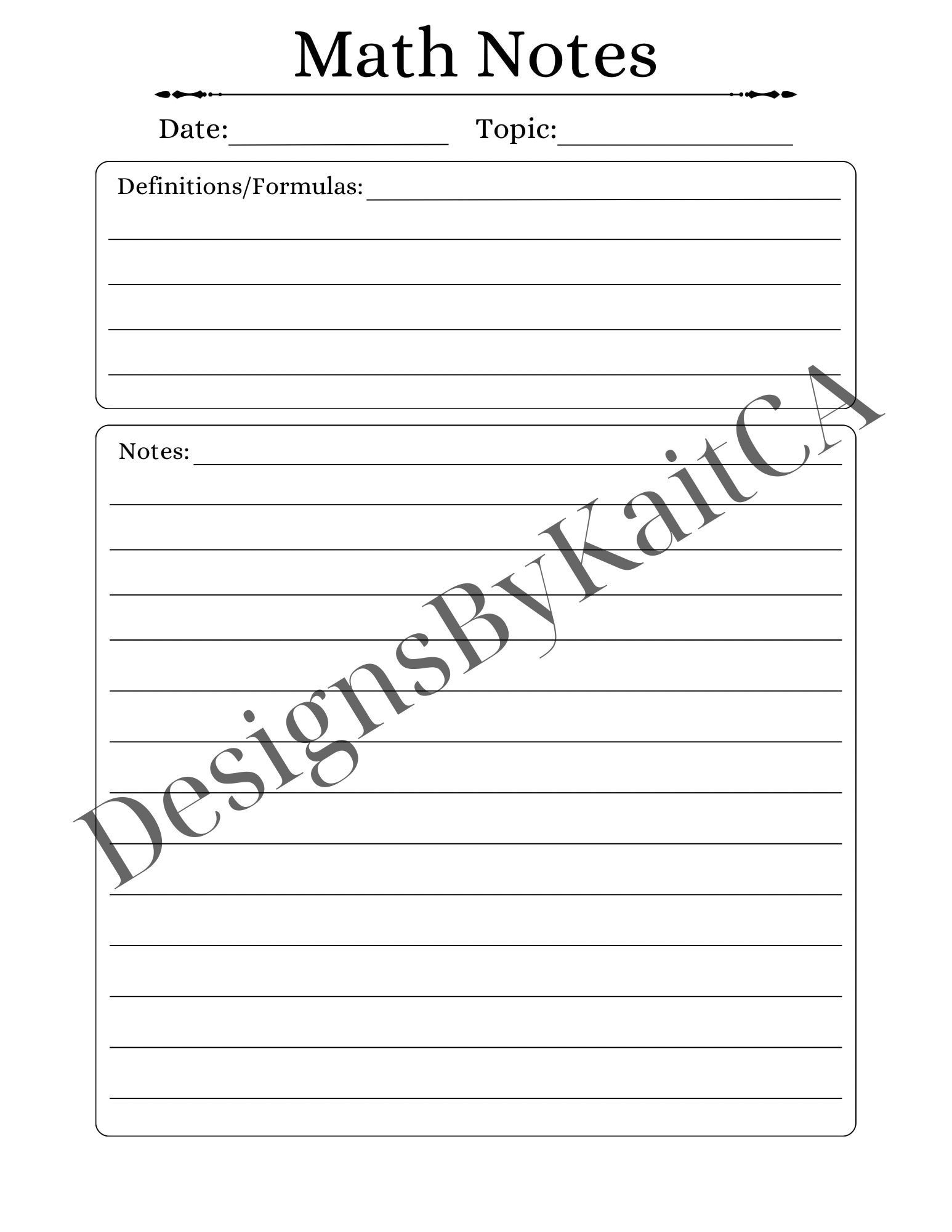 Math Note Template, School, University, Planning, Teacher, Education ...