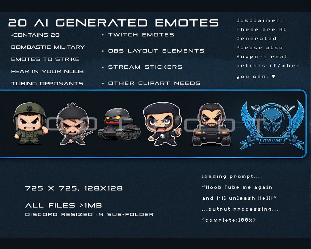 20 Static Twitch Emotes Noob Tubing Rage Quit Army Vol 1 - Etsy