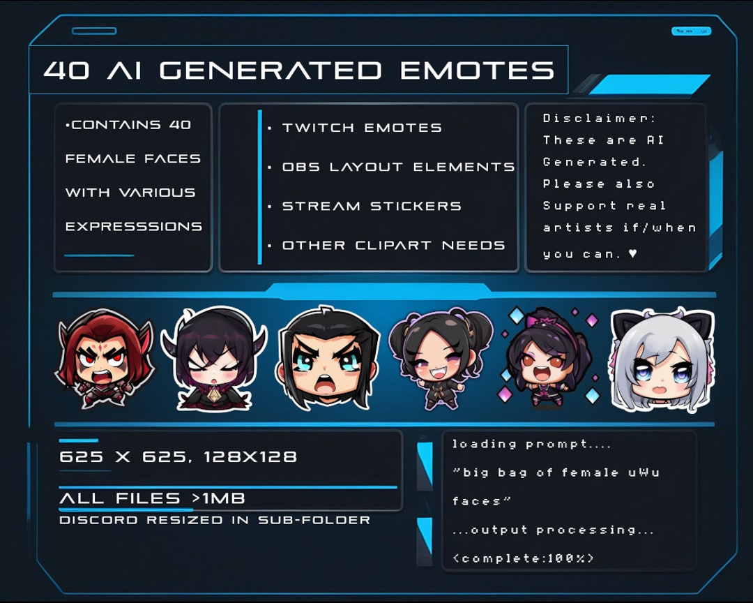 40 Static Twich Emotes - Bag of Uwu Faces Vol. 1 - Etsy