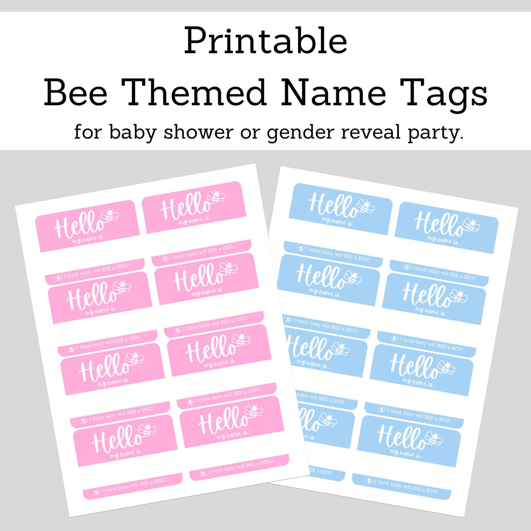 Printable Bee Themed Name Tags for Baby Shower or Gender Reveal - Etsy