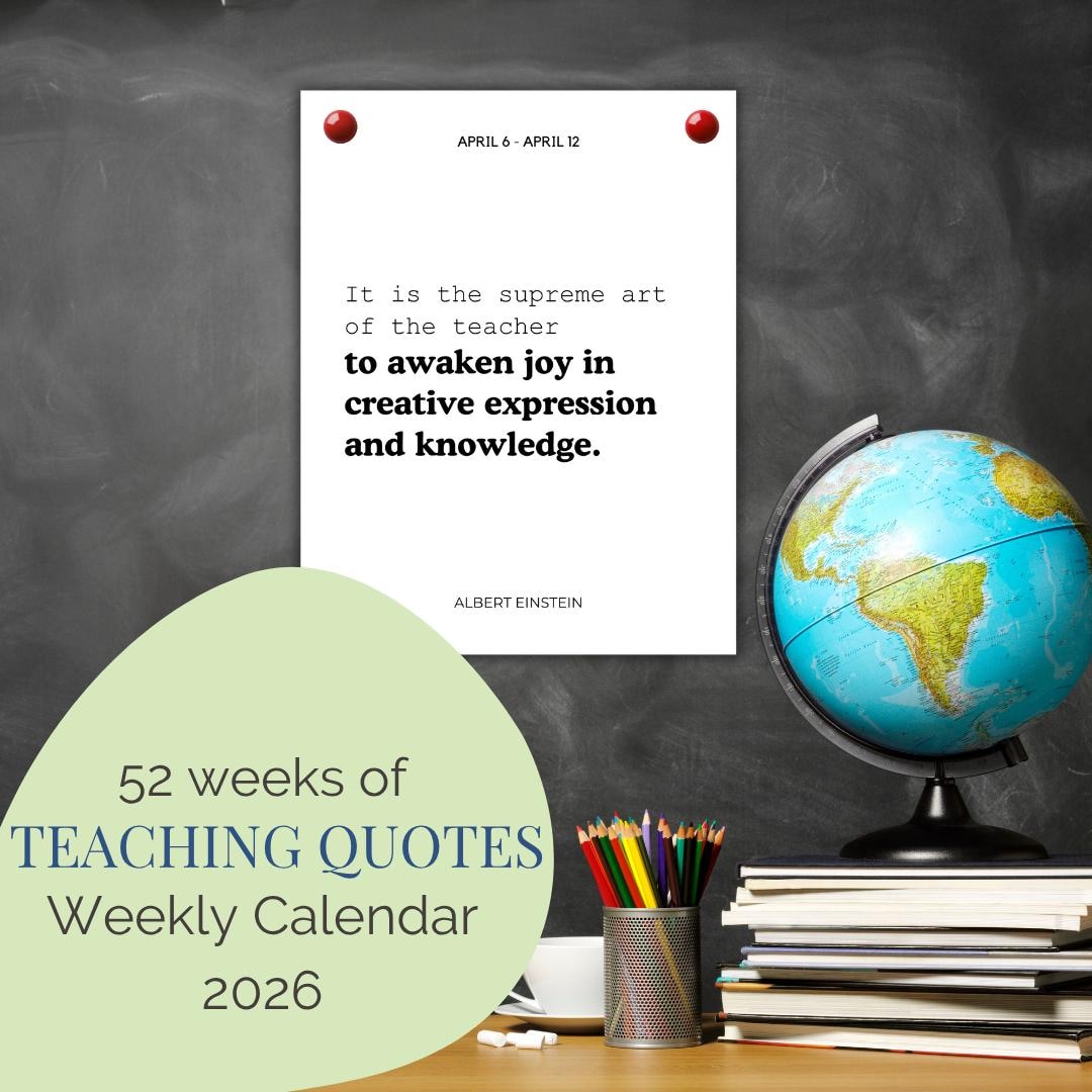 Printable Teacher Quote Calendar 2026 | 52-week Inspirational Teacher ...