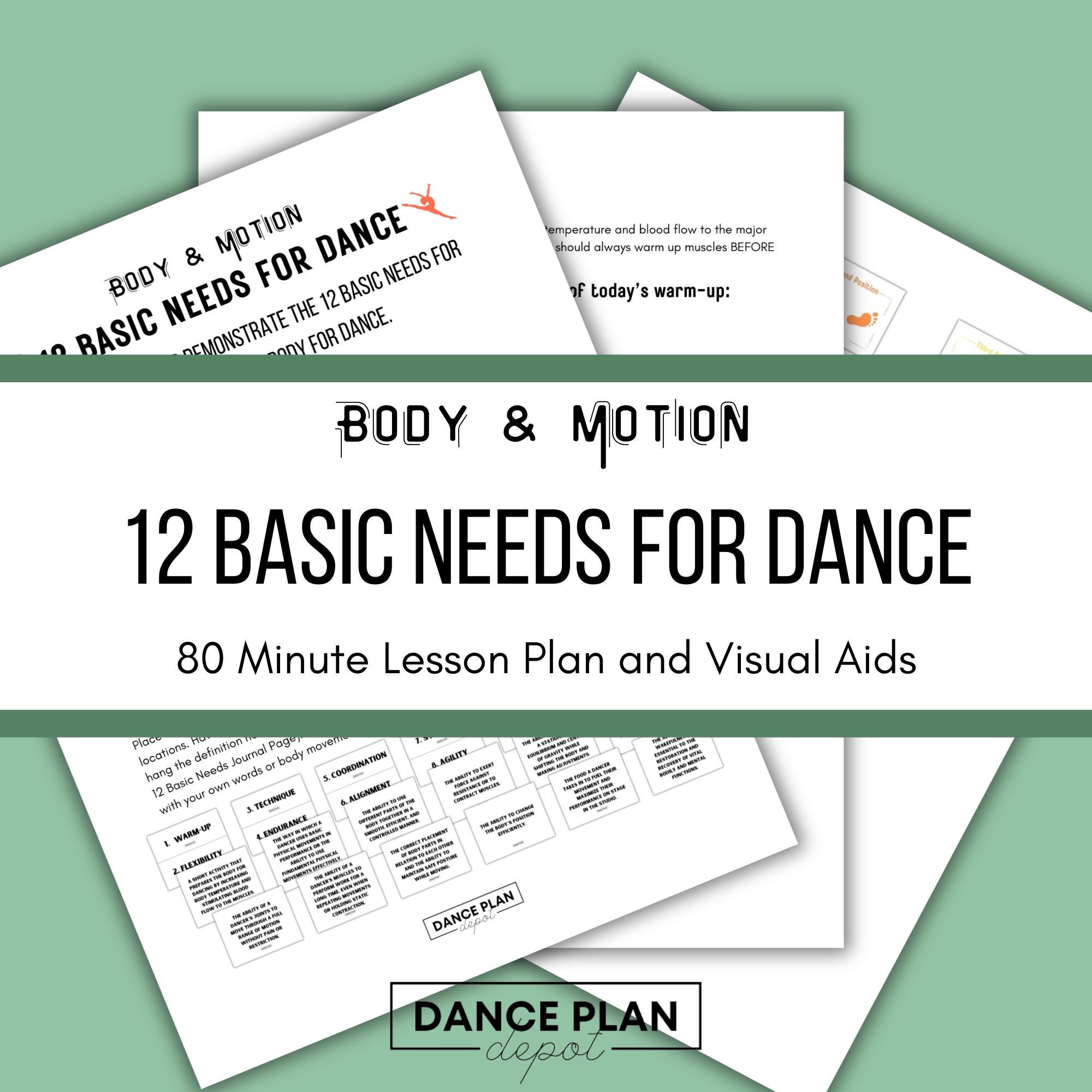 Body and Motion: 12 Basic Needs for Dance Class Lesson Plan - Etsy