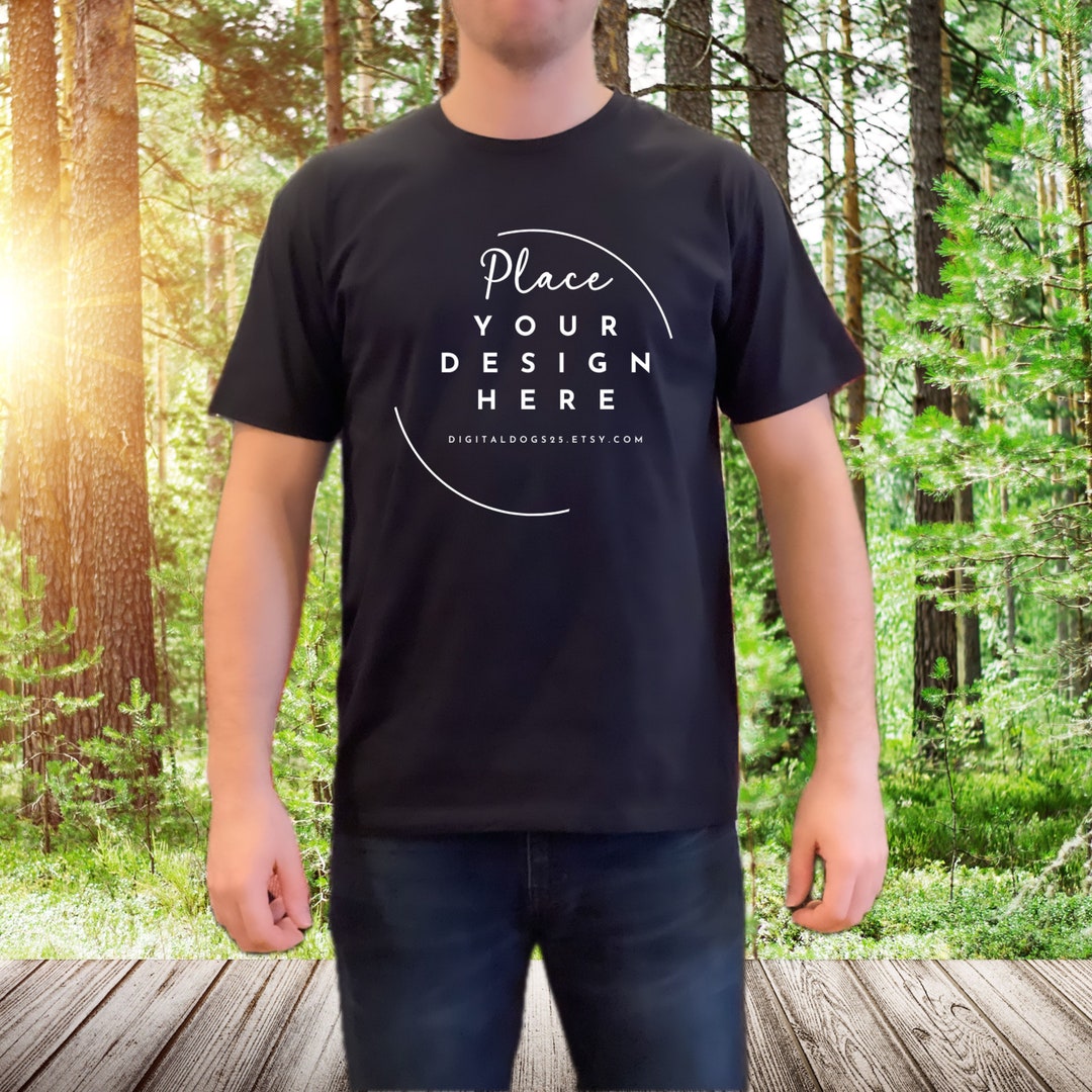 Mens Black Gildan 64000 Mockup Real Person Mock Real Product Mock
