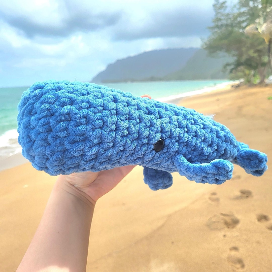 Crochet Blue Whale Plush Toy Handmade Stuffed Ocean Animal Gift for ...