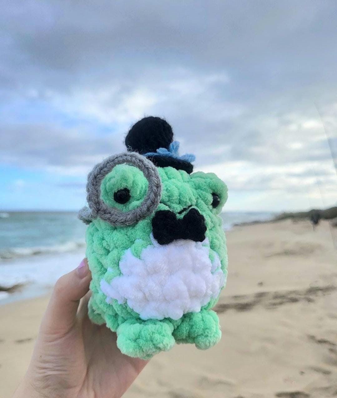 Fancy Frog Crochet Plush Toy Top Hat Bow Tie Monocle Handmade Stuffed ...