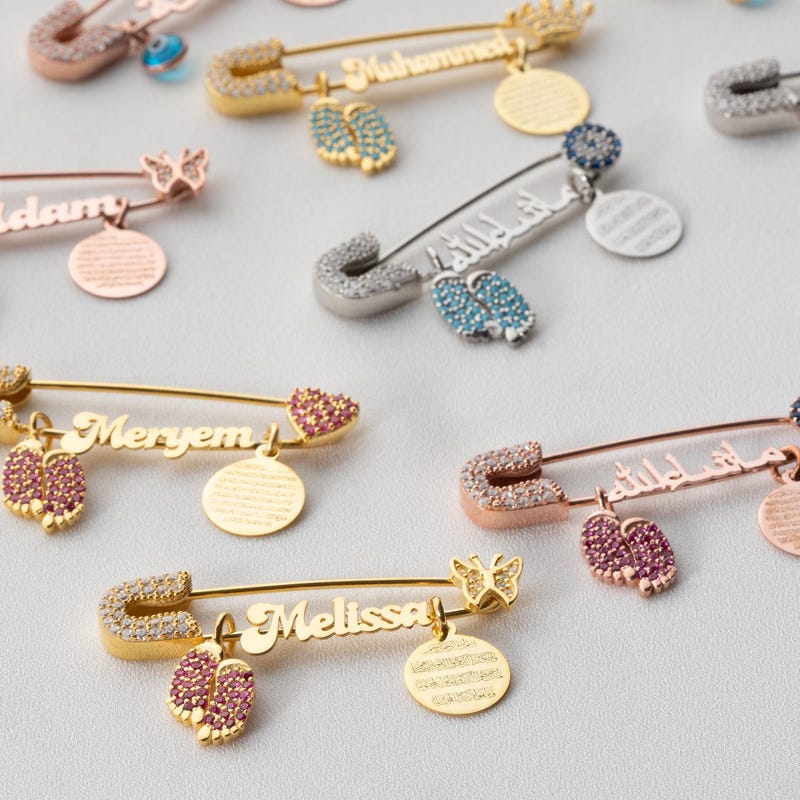 Name Pin With Charms Baby - Etsy