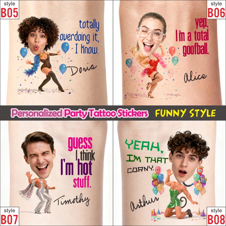 Custom Meme Face Tattoos for Celebration Dinner Friends Reunion Party ...