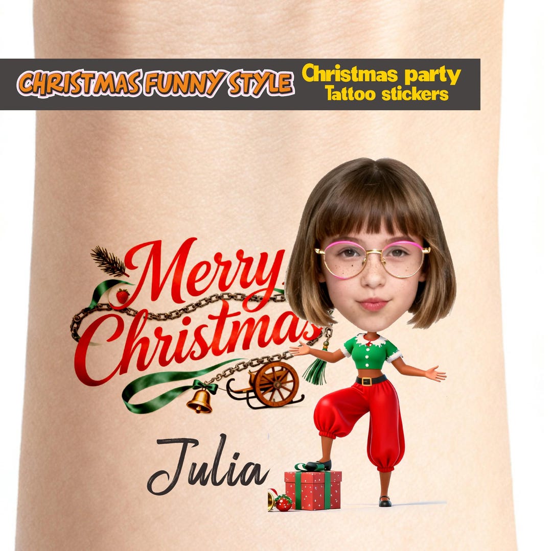 Personalized Funny Christmas Temporary Face Tattoos for Office Parties ...