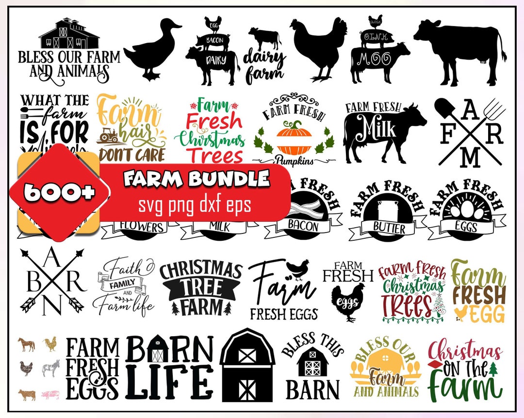 Farm Svg Bundle Farmhouse Sign Svg Country Svg Farm Animal Chicken Cow ...