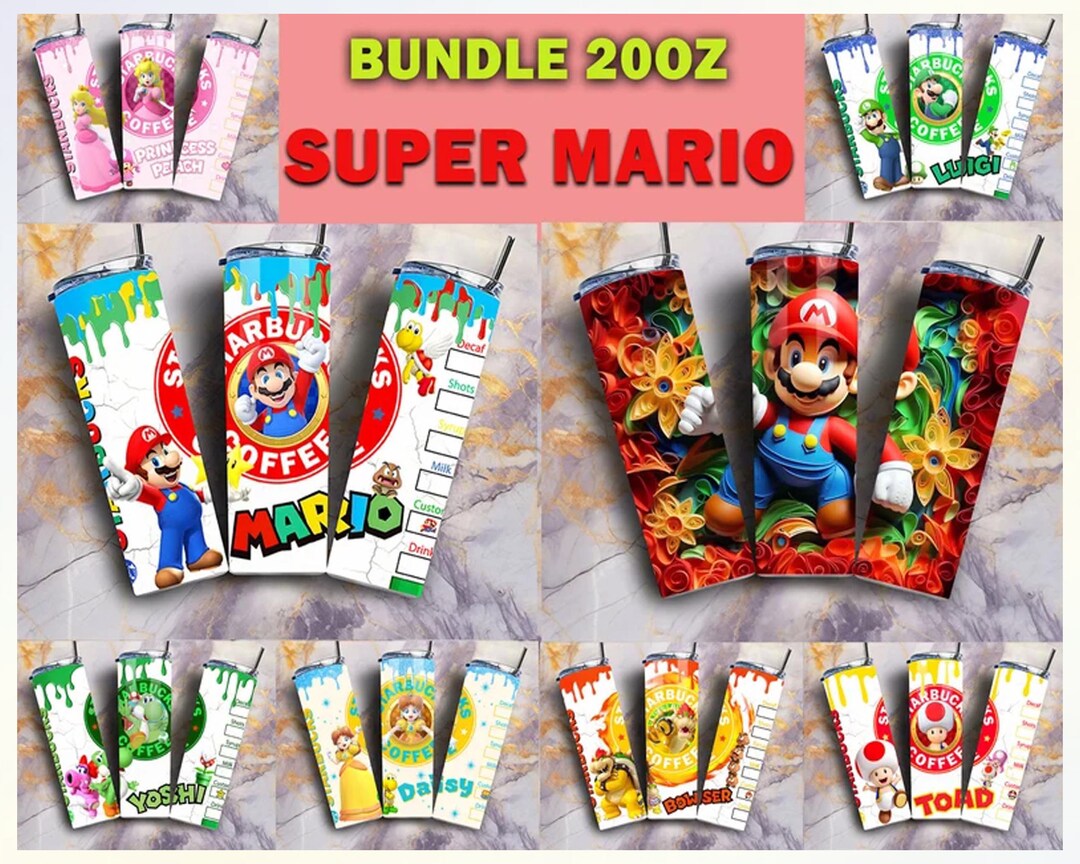 Super Mario Tumbler Wrap Bundle, Mario Bros Tumbler Wrap, Super Mario ...