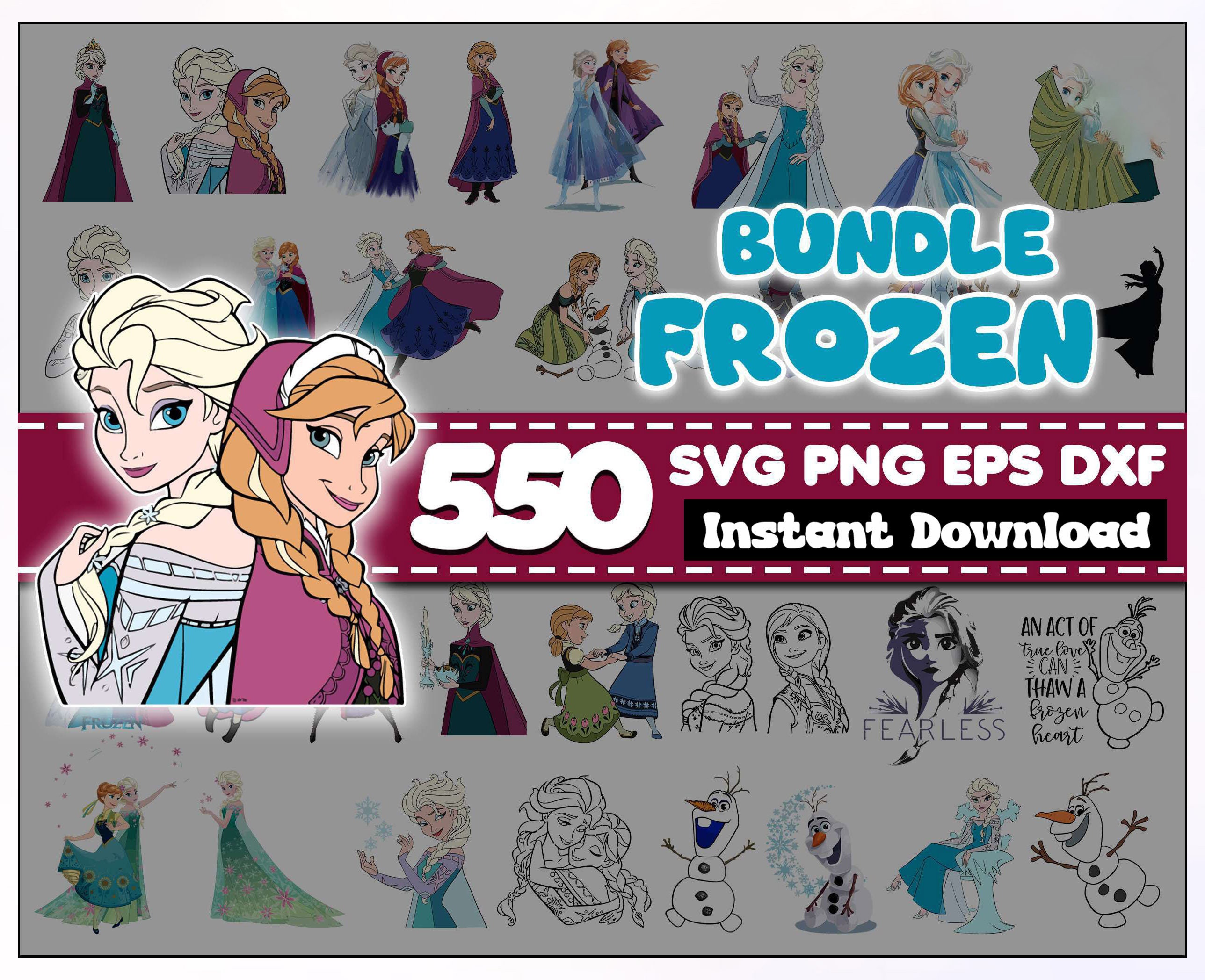 New Frozen Outline, Frozen Svg Bundle, Frozen Clipart, Frozen ...