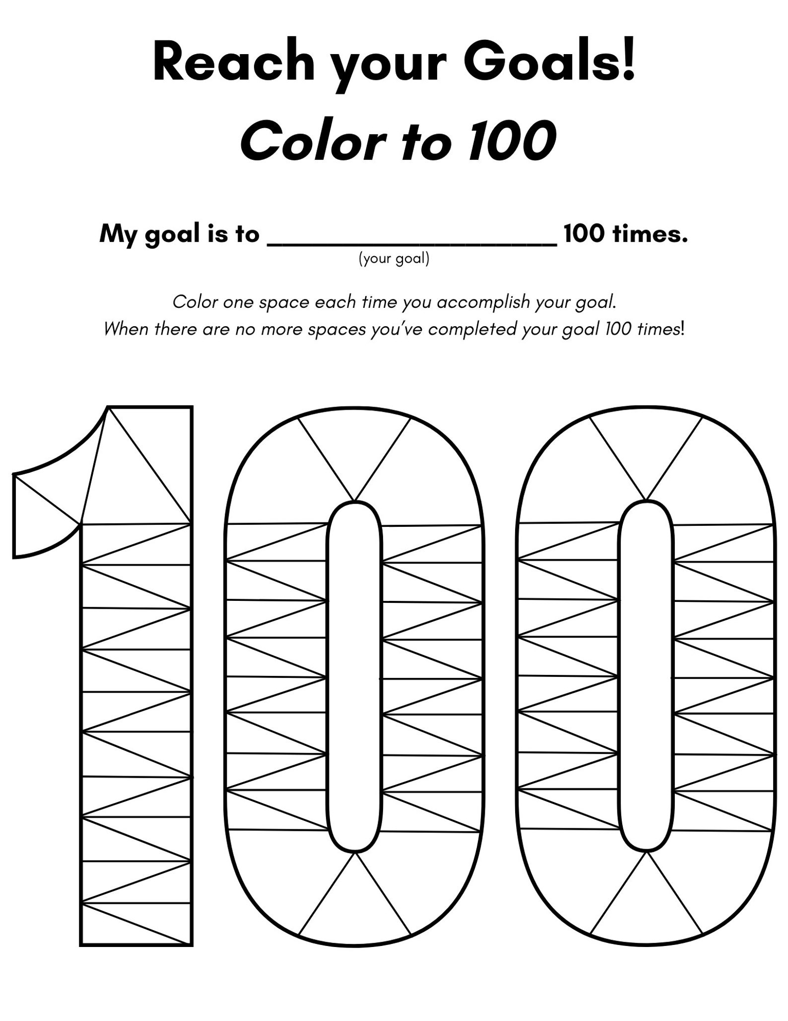 Children's Coloring Sheet Goal and Habit Tracker Goal Setting Color-to ...