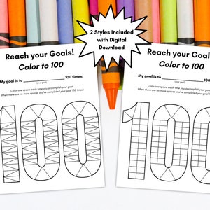Children's Coloring Sheet Goal and Habit Tracker | Goal Setting | Color ...