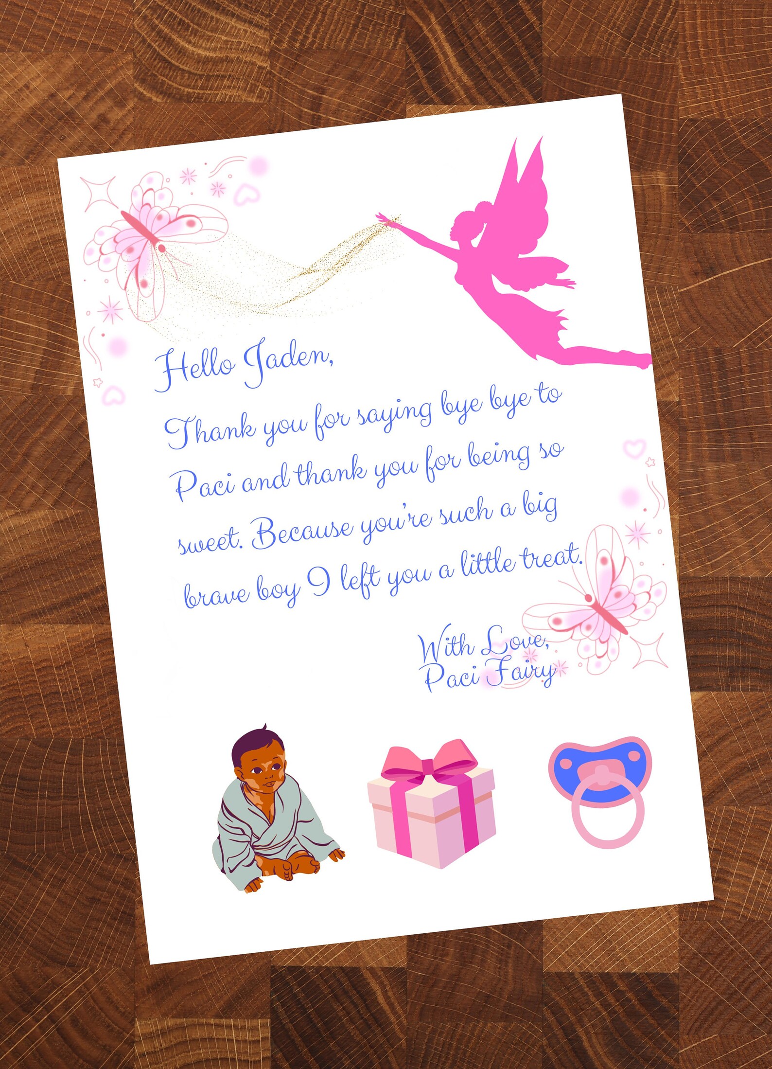 Editable Pacifier or Binky Fairy Letter, Instant Download - Etsy Canada