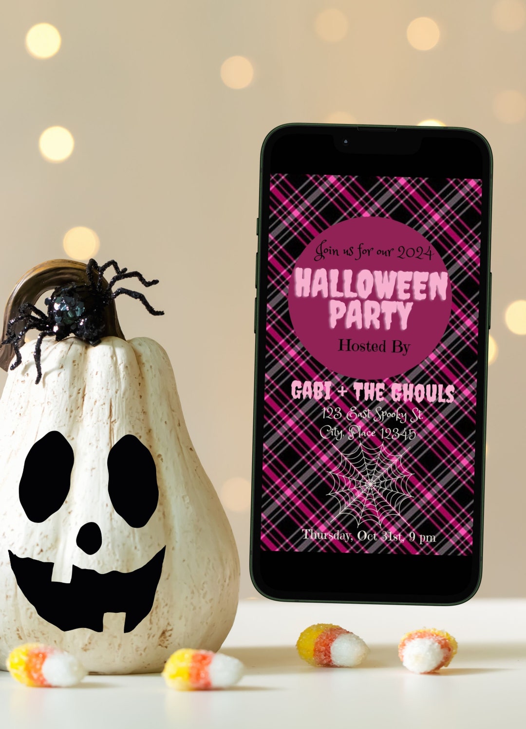 Animated Halloween Party Invite, Phone Invite, DIY Template Design ...