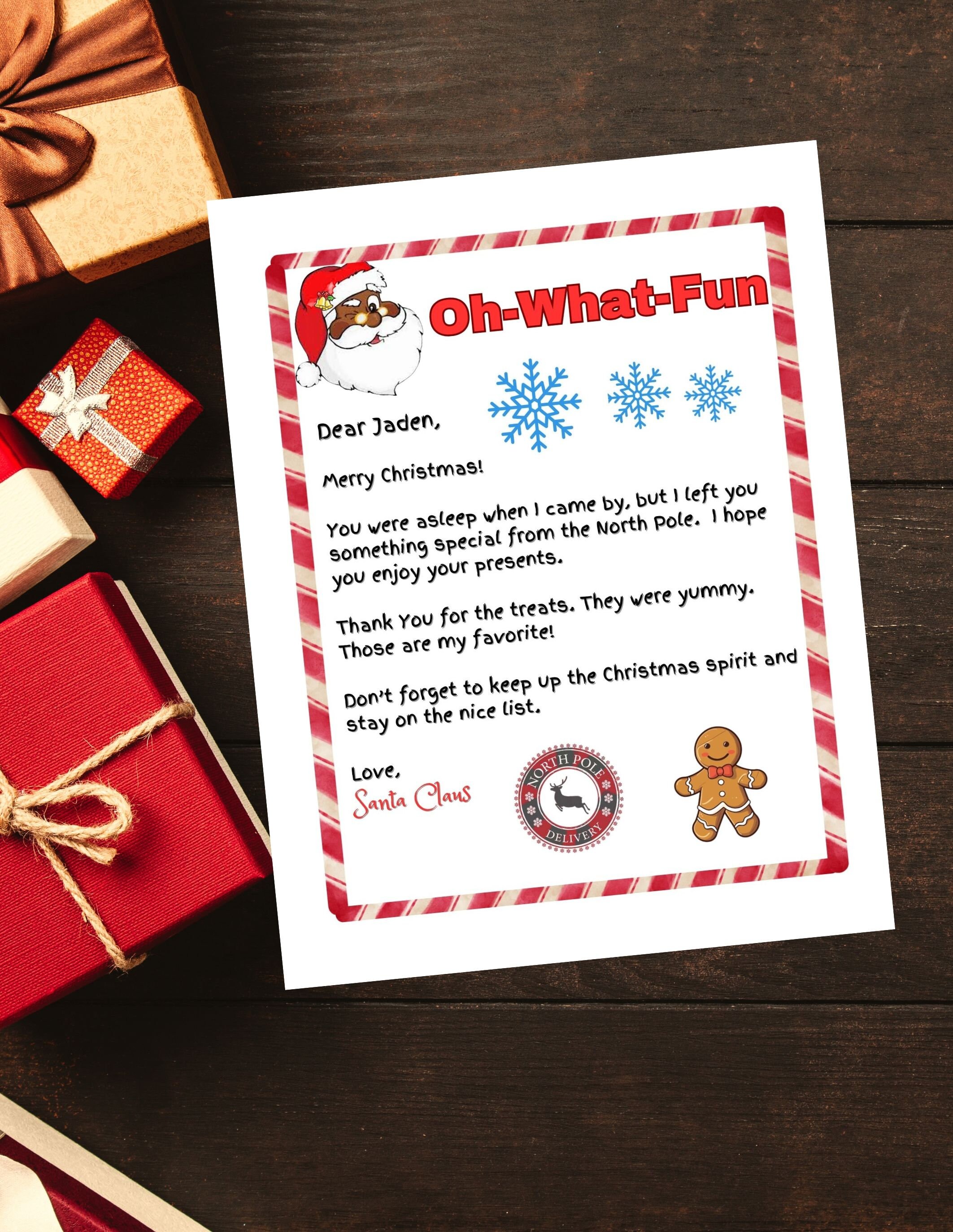 Thank You Letter From Santa Instant Download Etsy