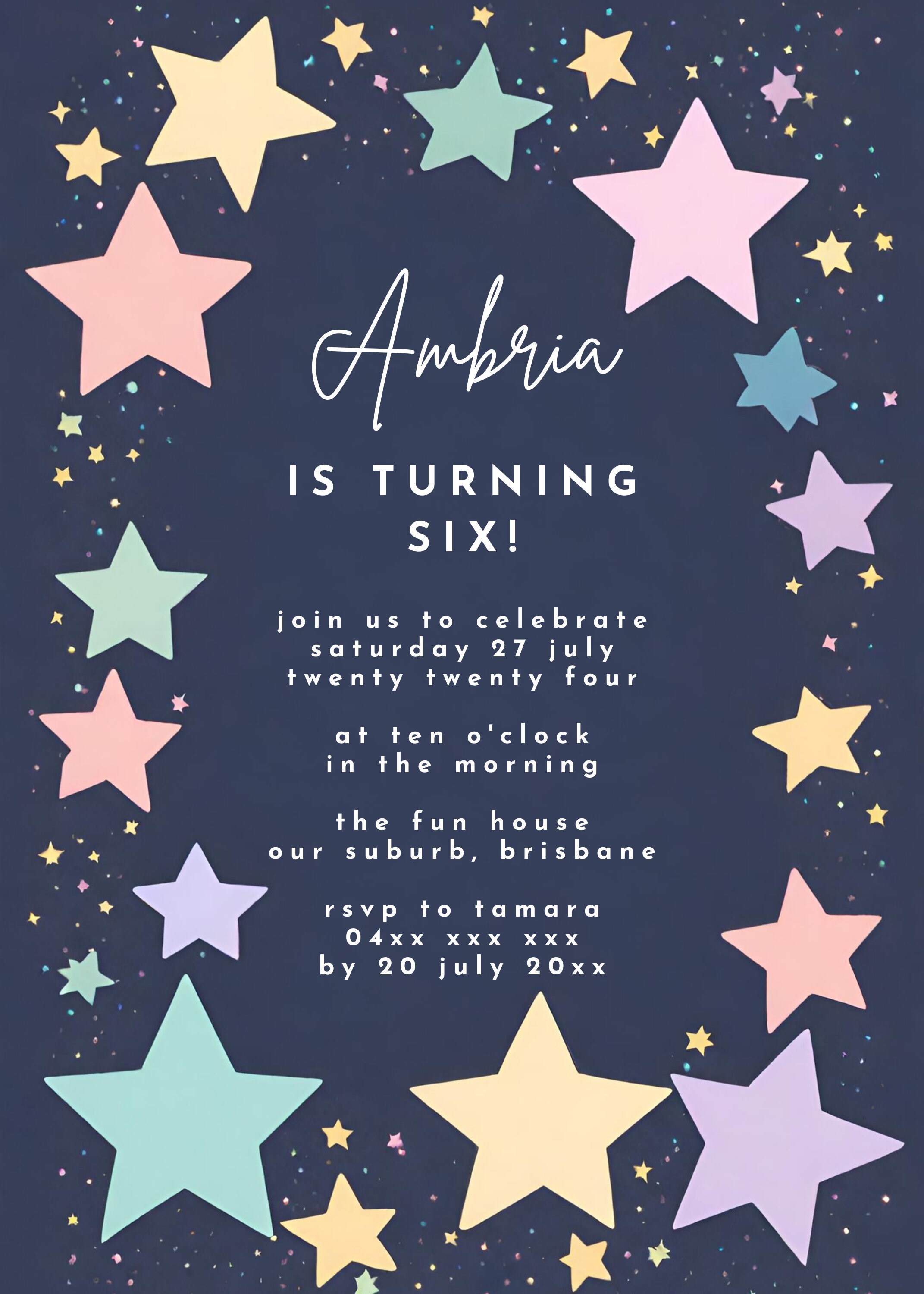 Navy Stars Birthday Party Invitation Template CB021 - Etsy