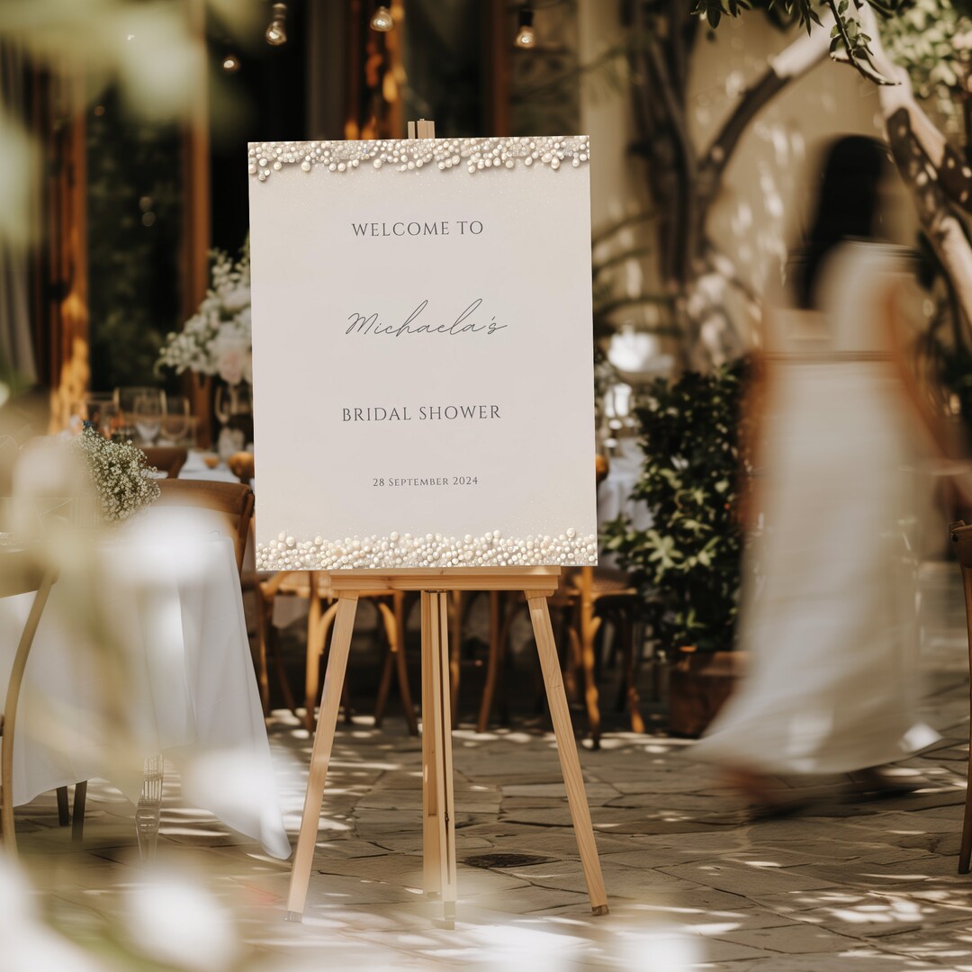 Elegant Editable Pearl Banner Bridal Shower Welcome Sign Template W204 ...