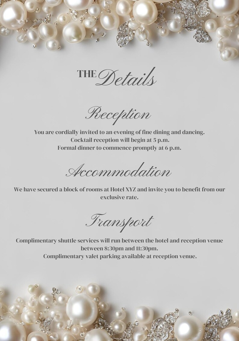 Elegant Editable Pearl and Diamond Cluster Wedding Invitation Suite ...