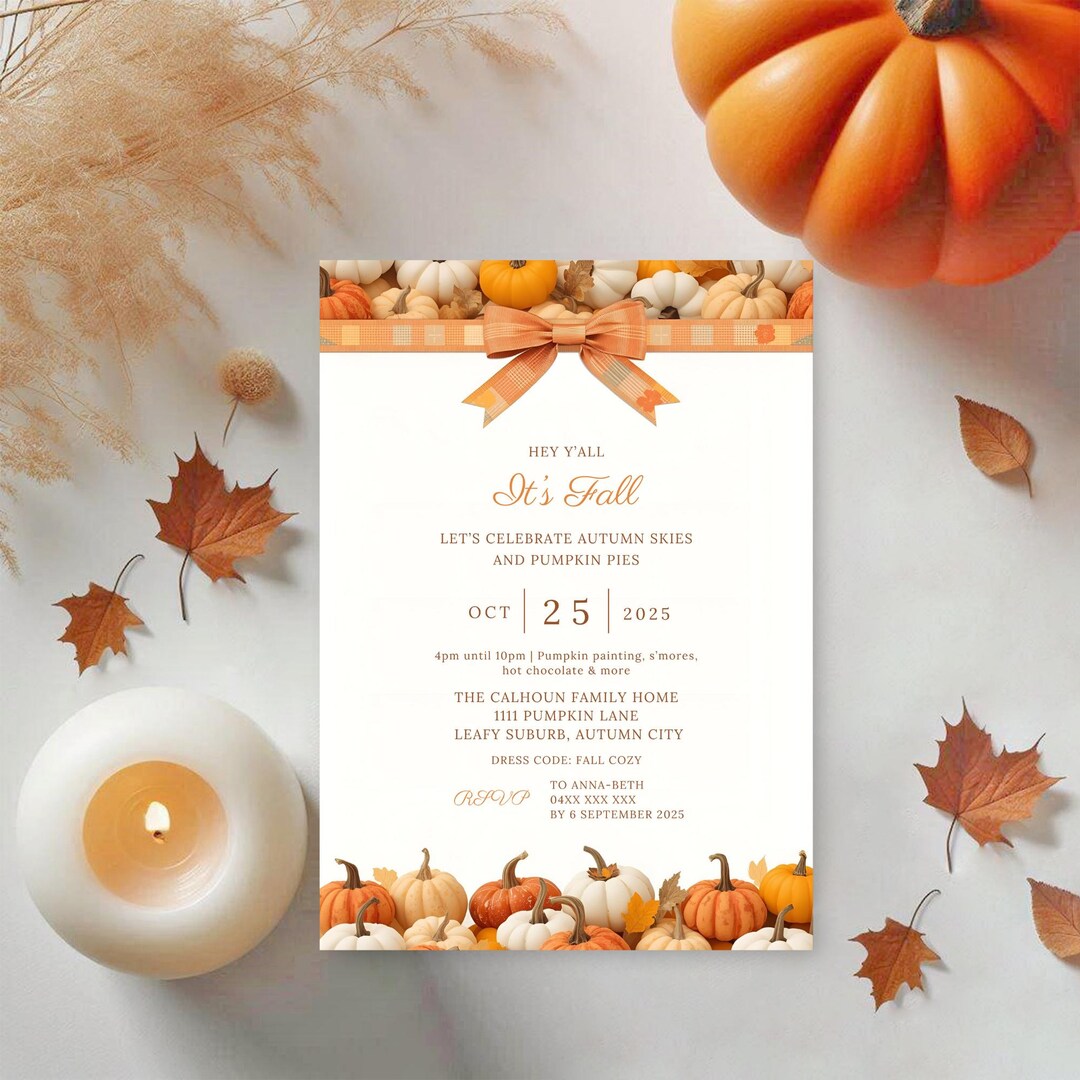 Elegant Editable Hey Y'all It's Fall Celebration Invitation Template ...