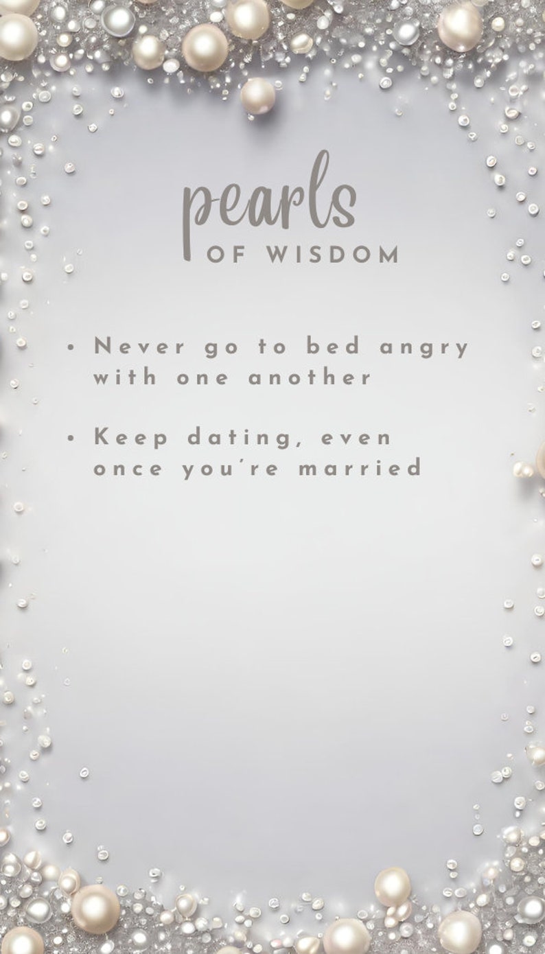 Elegant Editable Diamonds and Pearls Bridal Shower Pearls of Wisdom ...