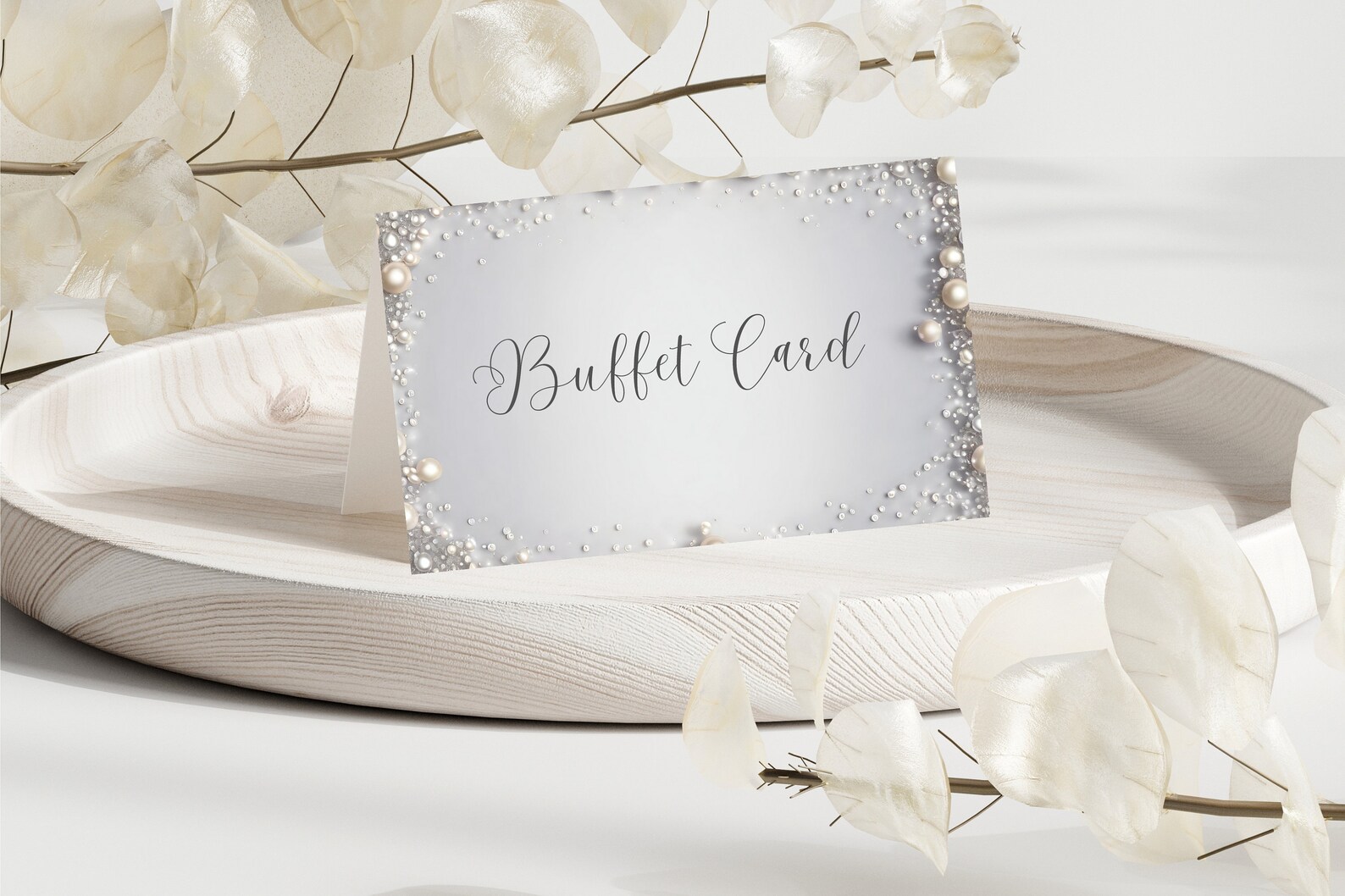 Elegant Editable Diamonds and Pearls Buffet Cards W068, Wedding Buffet ...