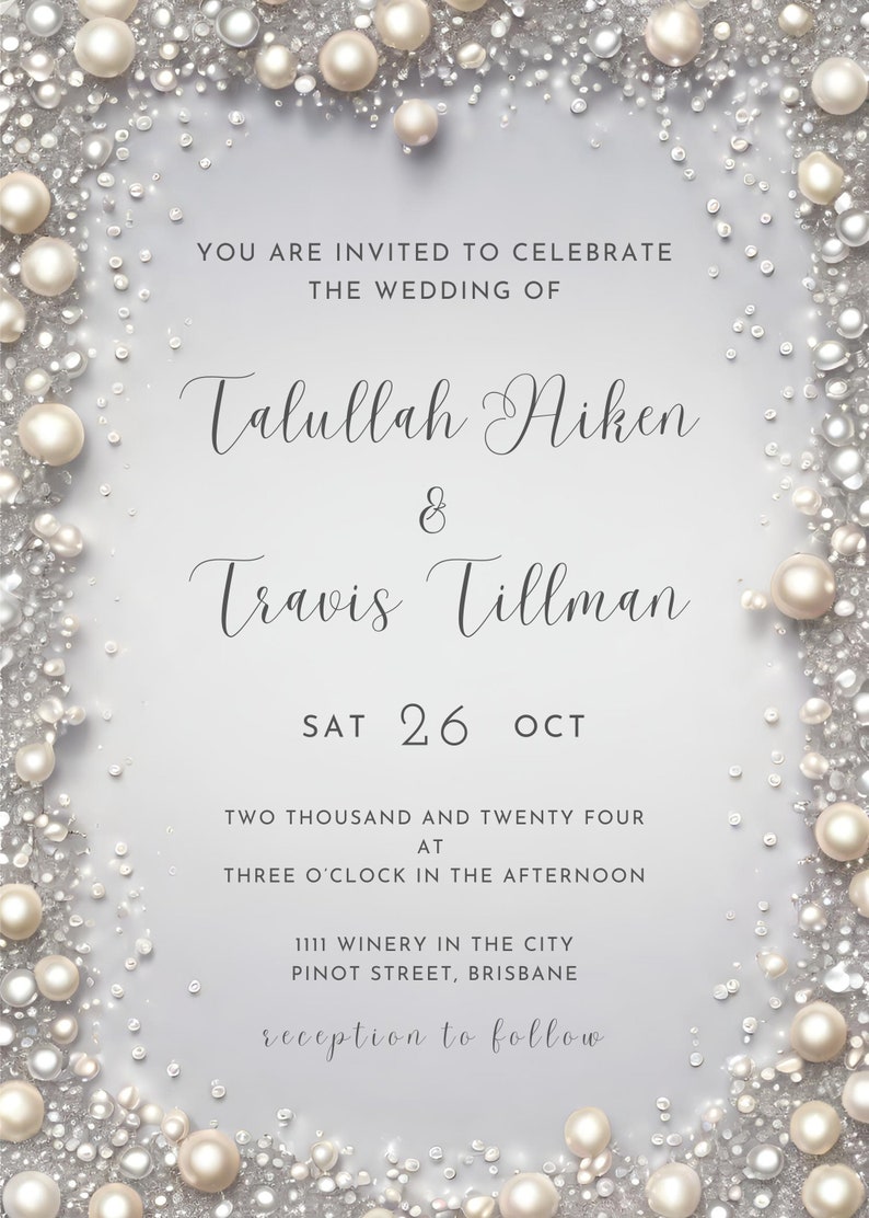 Elegant Editable Diamonds and Pearls Wedding Invitation Suite ...