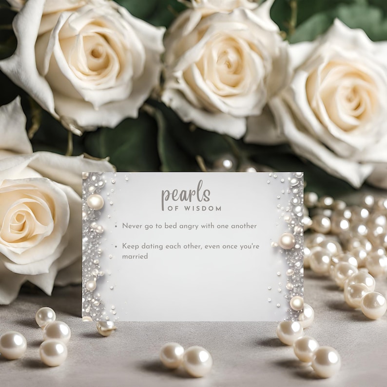 Elegant Editable Diamonds and Pearls Bridal Shower Pearls of Wisdom ...
