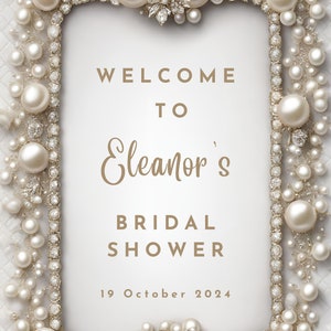 Elegant Large Pearl Bridal Shower Welcome Sign Template W012 - Etsy