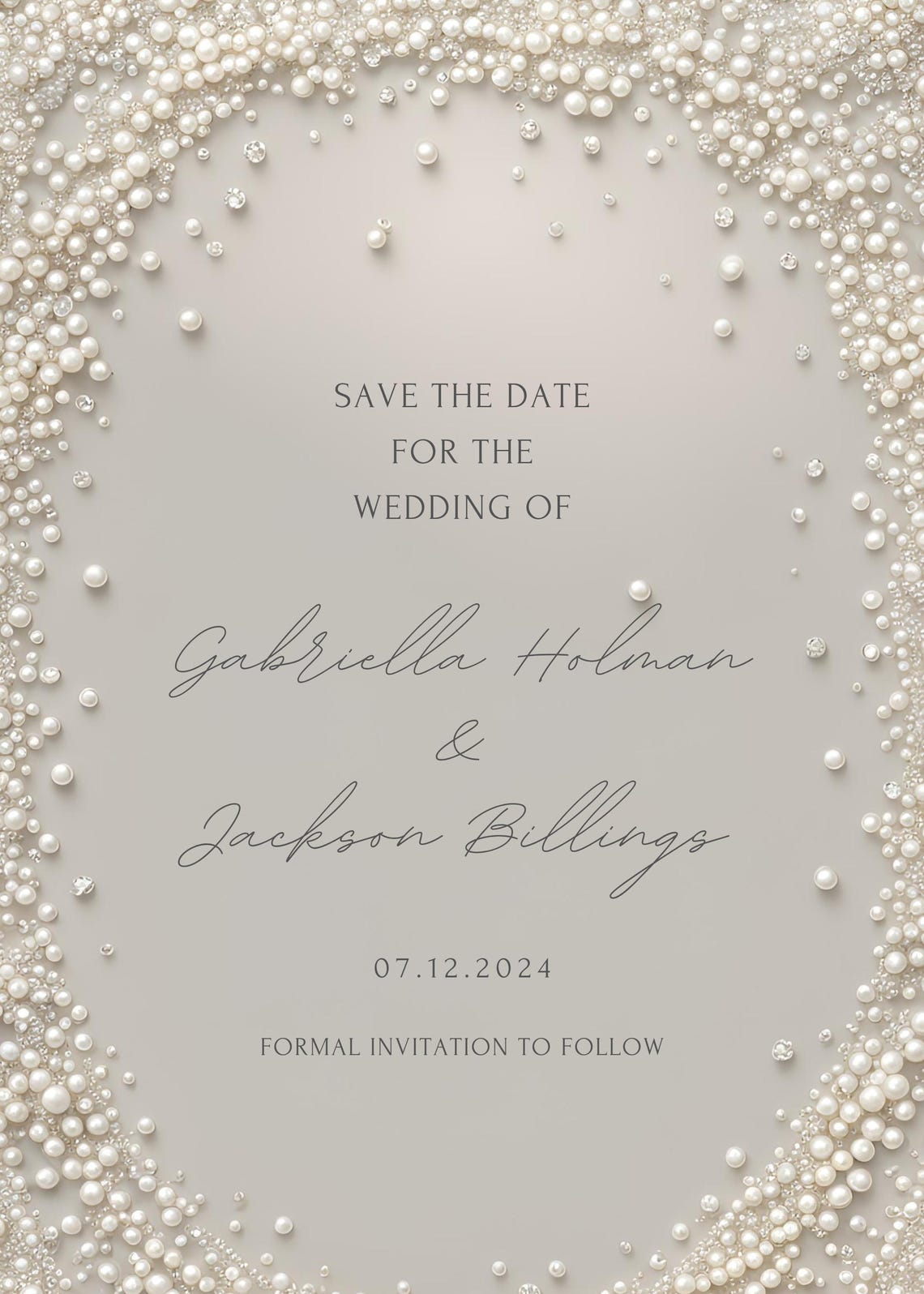 Elegant Editable Pastel Blush Pearls With Diamonds Wedding Save the ...