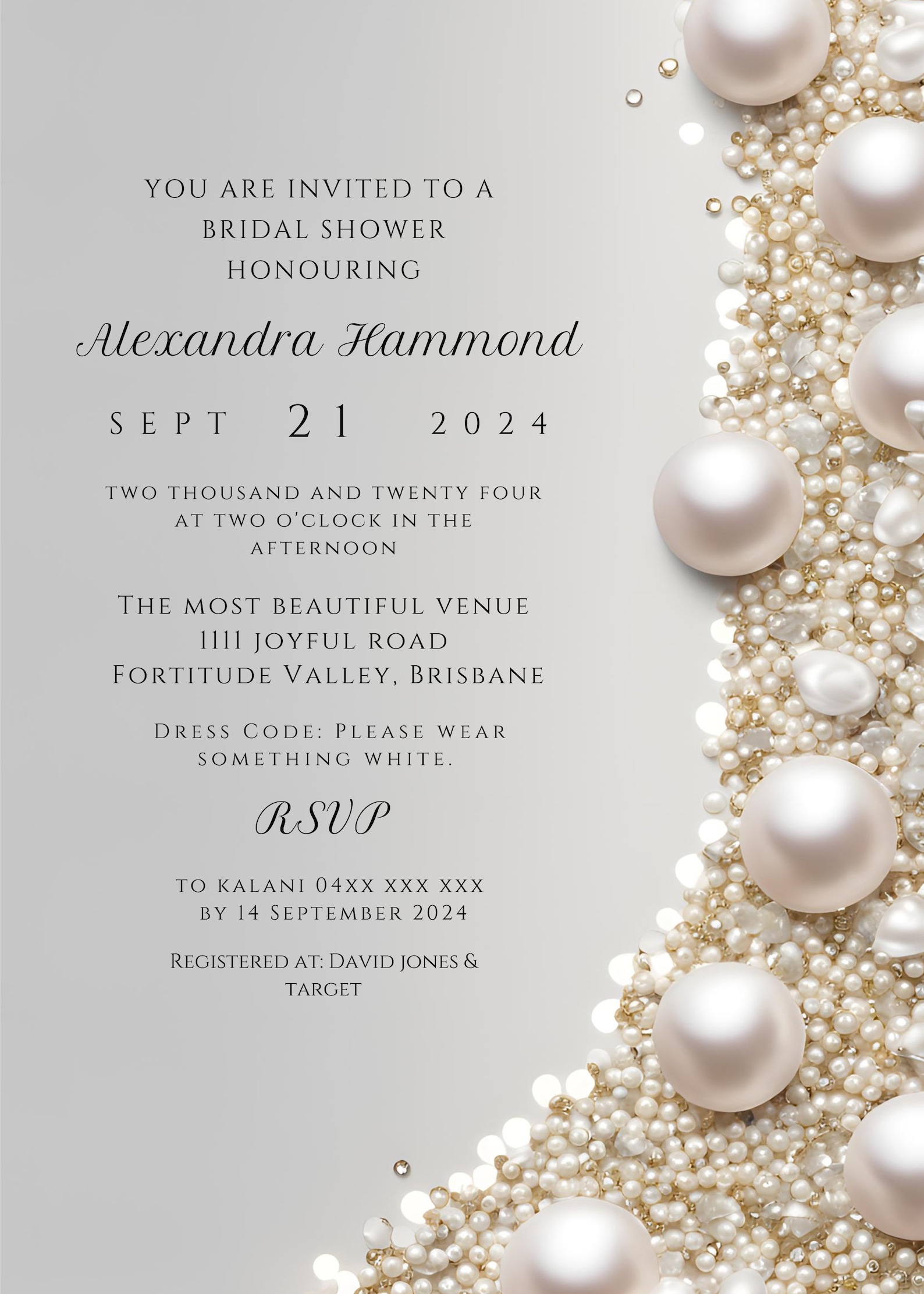 Elegant Editable Mixed Pearl Confetti Bridal Shower Invitation Template ...