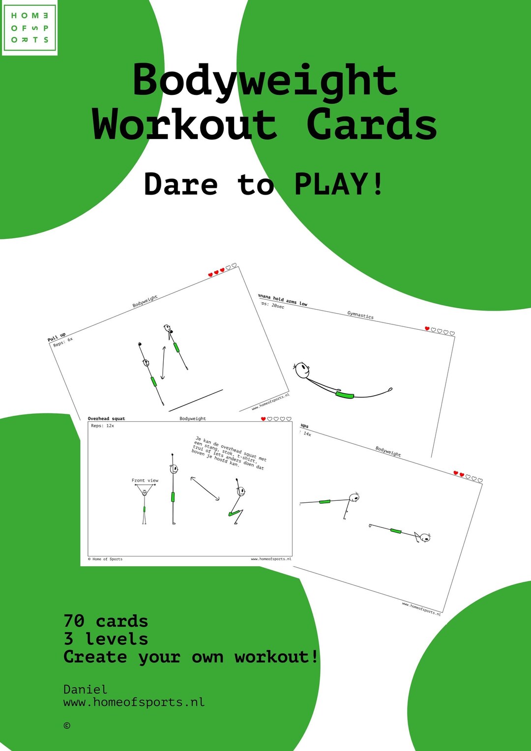 Bodyweight Workout Cards ENGLISH Version 70 Cards 3 Levels Digital ...
