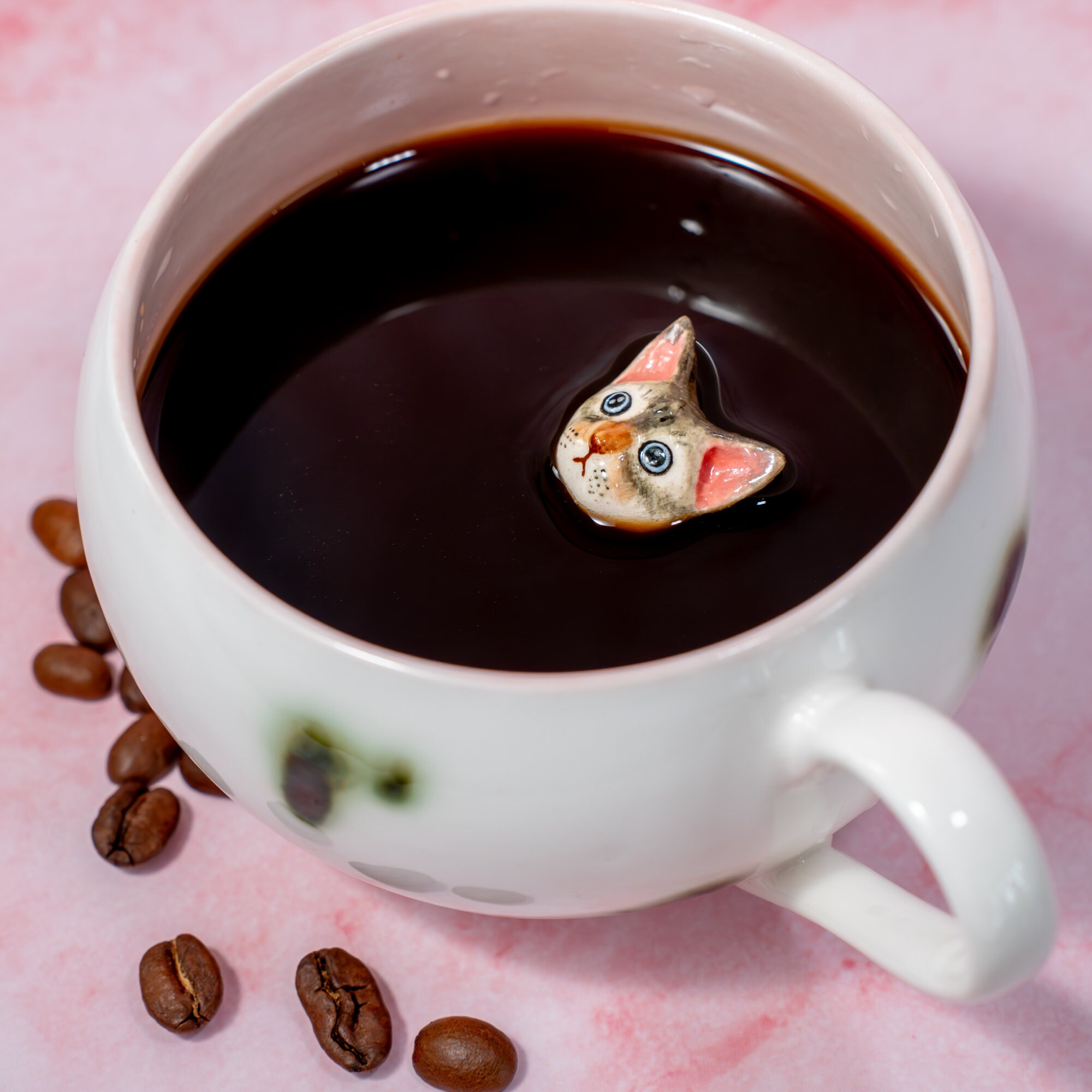 Ceramic Cat Figure Mug Figure Inside Handmade White Mug With Paws Peeka ...