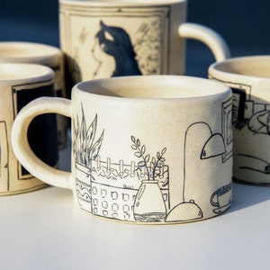 Handmade Sleepy Cat Mug Ceramic Tableware Matte Finish Unique Design ...