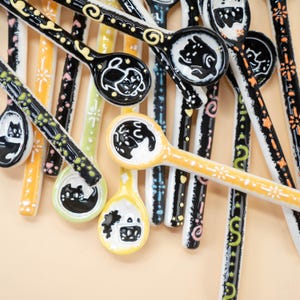Cartoon Cat Spoons-restaurant, Handmade Stirring Spoon, Honey, Sugar ...