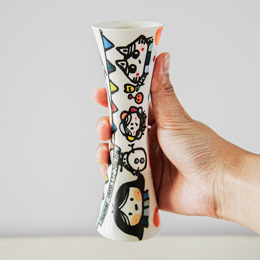 Handmade Anime Cute Cats Vase Creative Cat Planter Flower Arrangemet ...