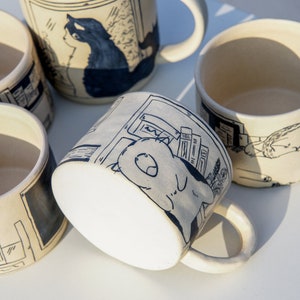 Handmade Sleepy Cat Mug Ceramic Tableware Matte Finish Unique Design ...