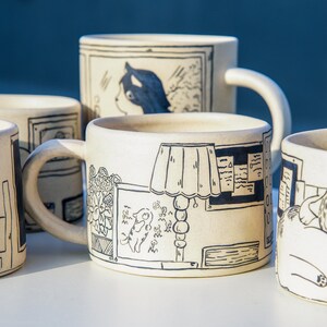 Sleeping Cat Mug Ceramic Coffee Mugs Handmade Sleepy Cat Mug Cat Lover ...
