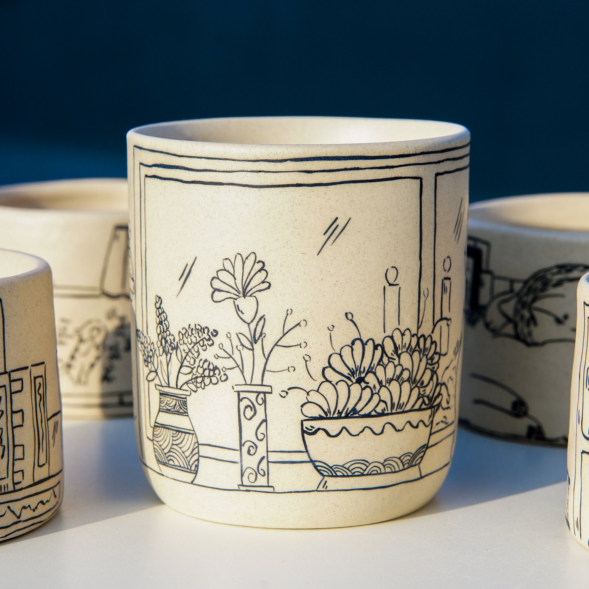 Ceramic Coffee Mugs With Cozy Home and Cat 17ounces Handmade Cat Mug ...