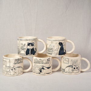 Cute Cat Coffee Mugs Handpainted 330ml Cat Mug Cartoon Mug Cat Mug ...