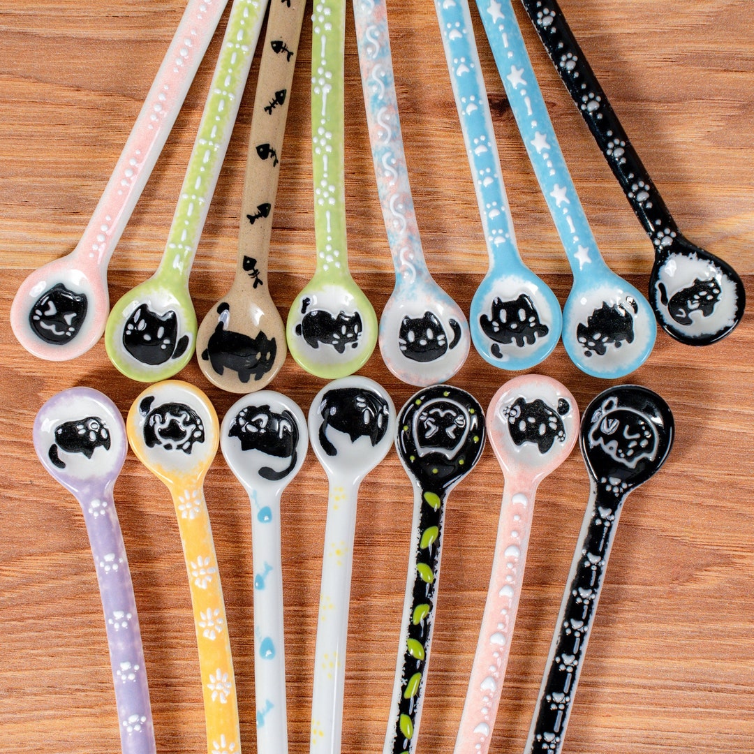 Cartoon Cat Spoons-restaurant, Handmade Stirring Spoon, Honey, Sugar ...