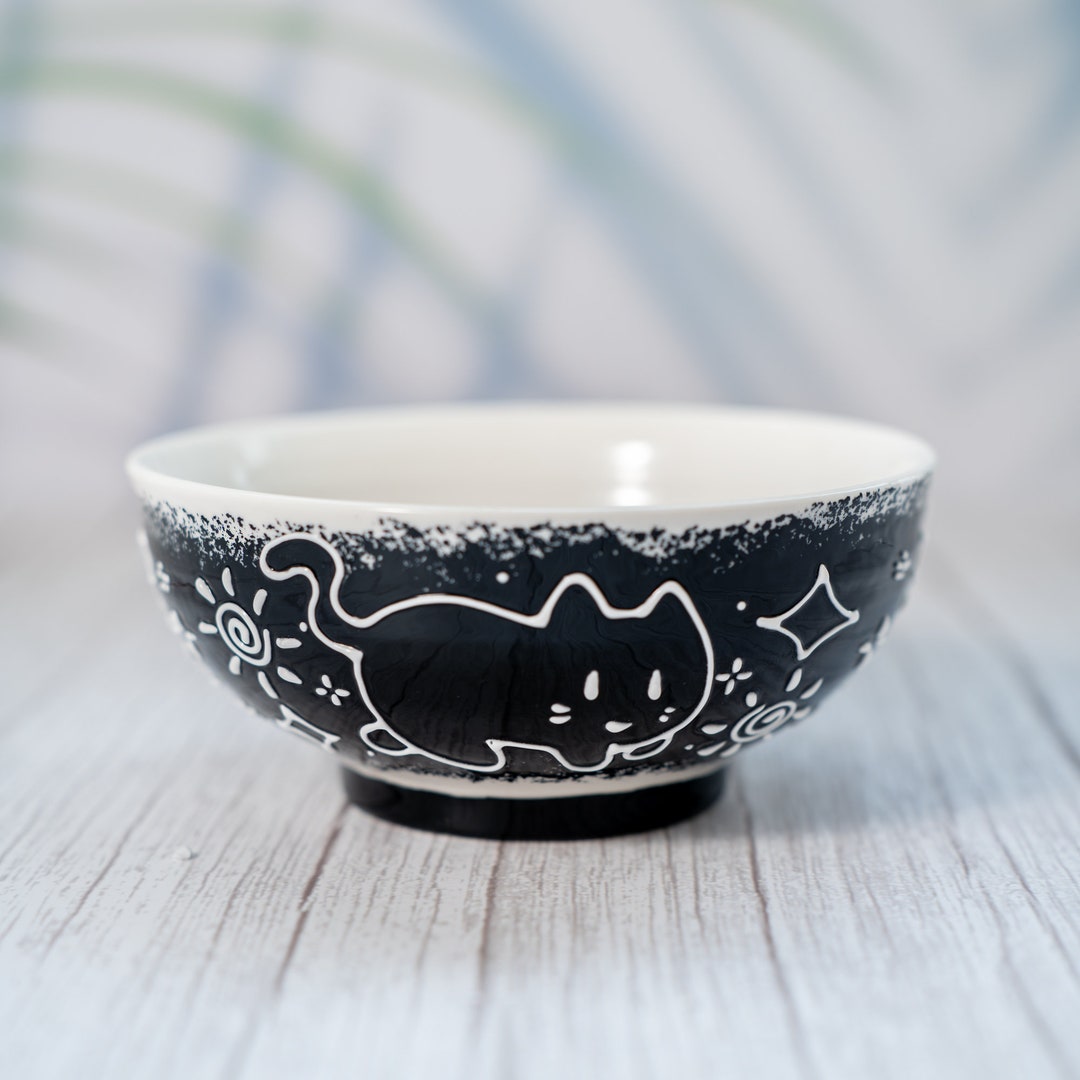 Cat Rice Bowl Pottery Bowl Pottery Serving Bowl Ceramic Pasta Bowl ...