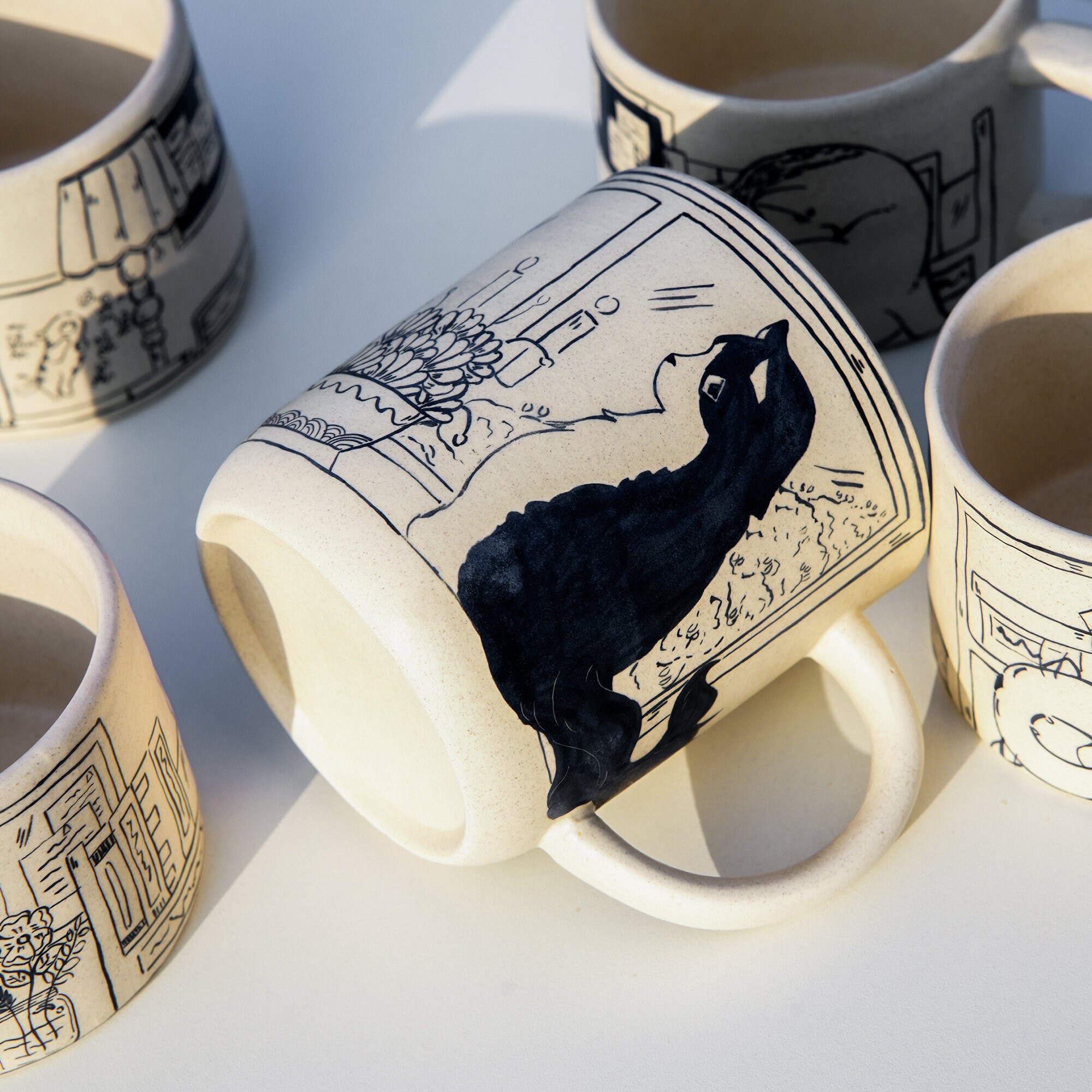 Ceramic Coffee Mugs With Cozy Home and Cat 17ounces Handmade Cat Mug ...
