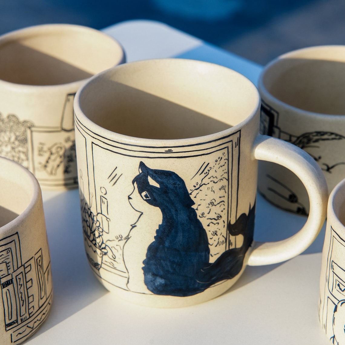 Ceramic Coffee Mugs With Cozy Home and Cat 17ounces Handmade Cat Mug ...