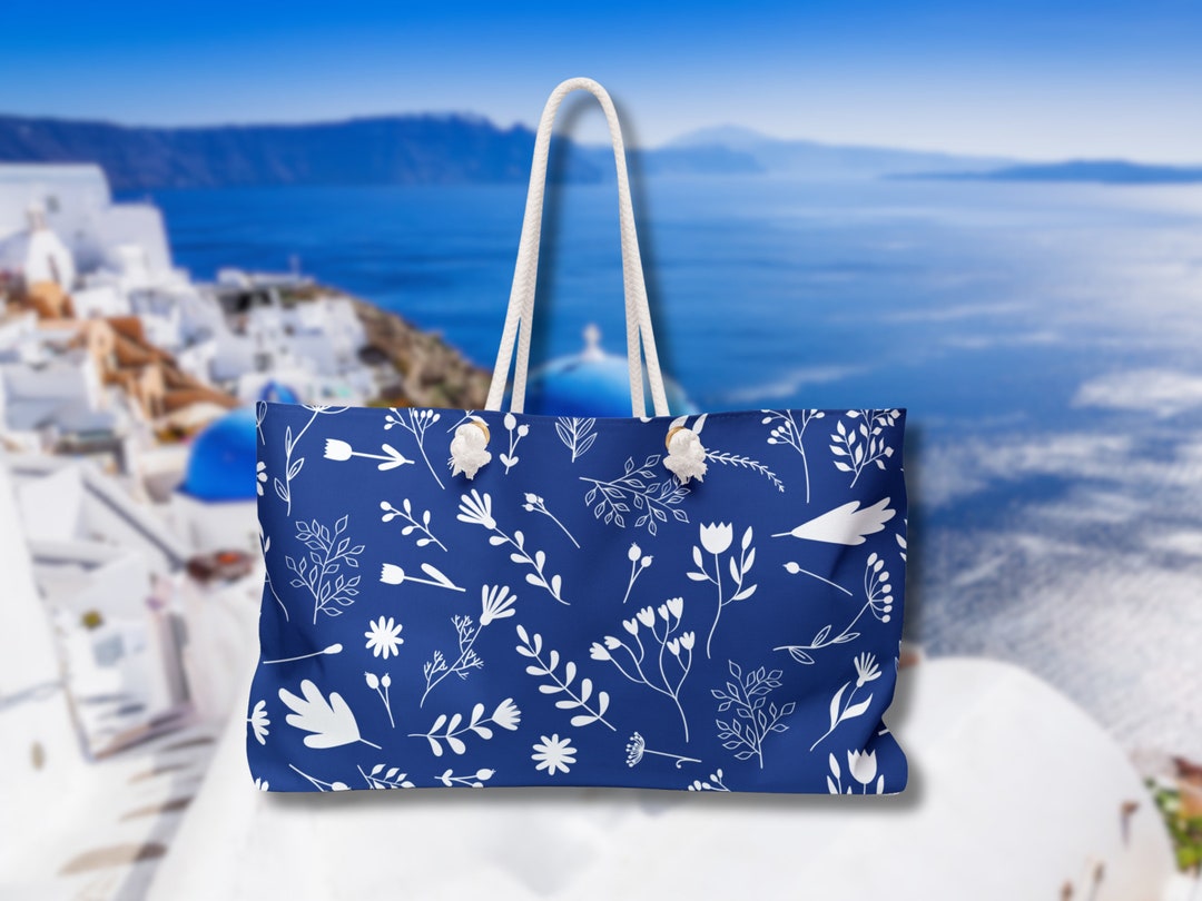 Large Tote Bag Greek Style, Greek Summer Essentials, Mediterranean ...