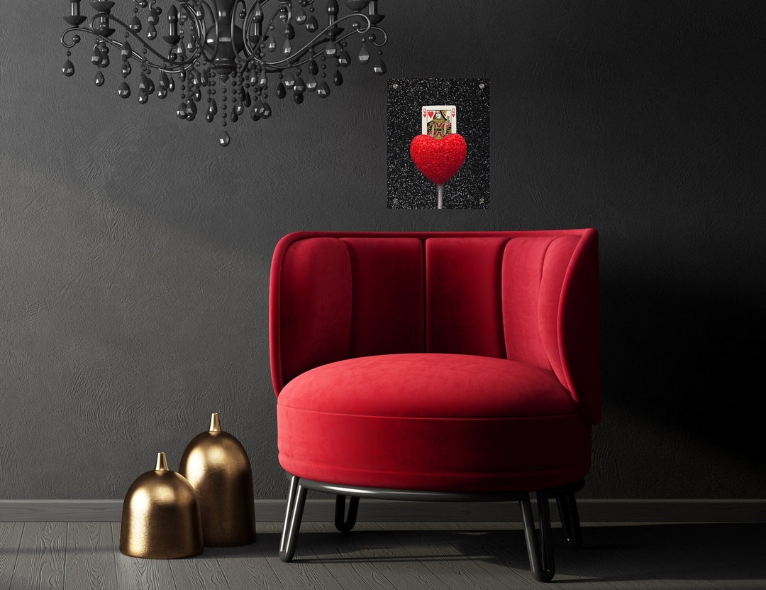 Red Heart Wall Art Panel Pop Art Wall Hanging Glittery Red Lollipop ...